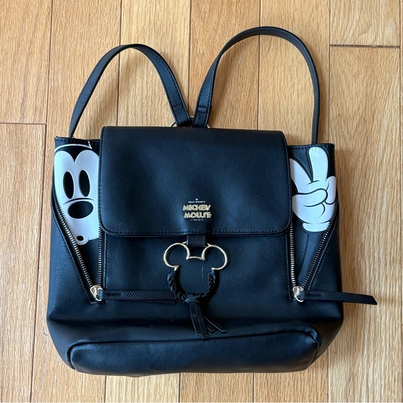 Disney | Bags | Disney Bioworld Mickey Mouse Black Backpack Purse Faux ...